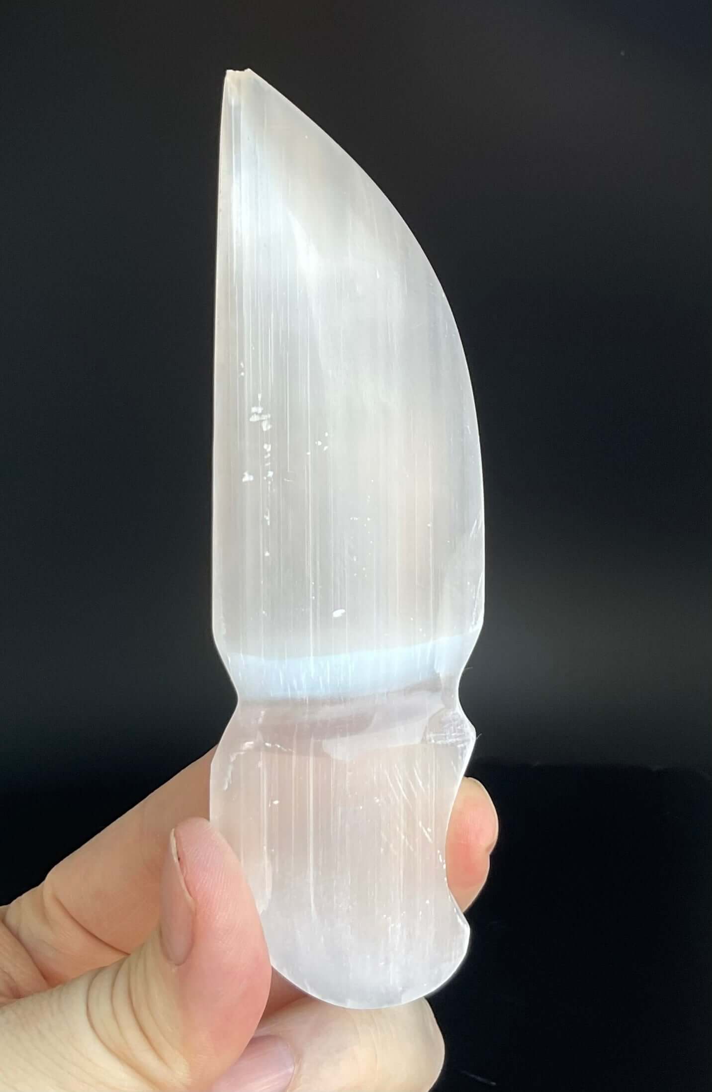 Selenite Satin Spar Knife Carving - Unique Handcrafted Art