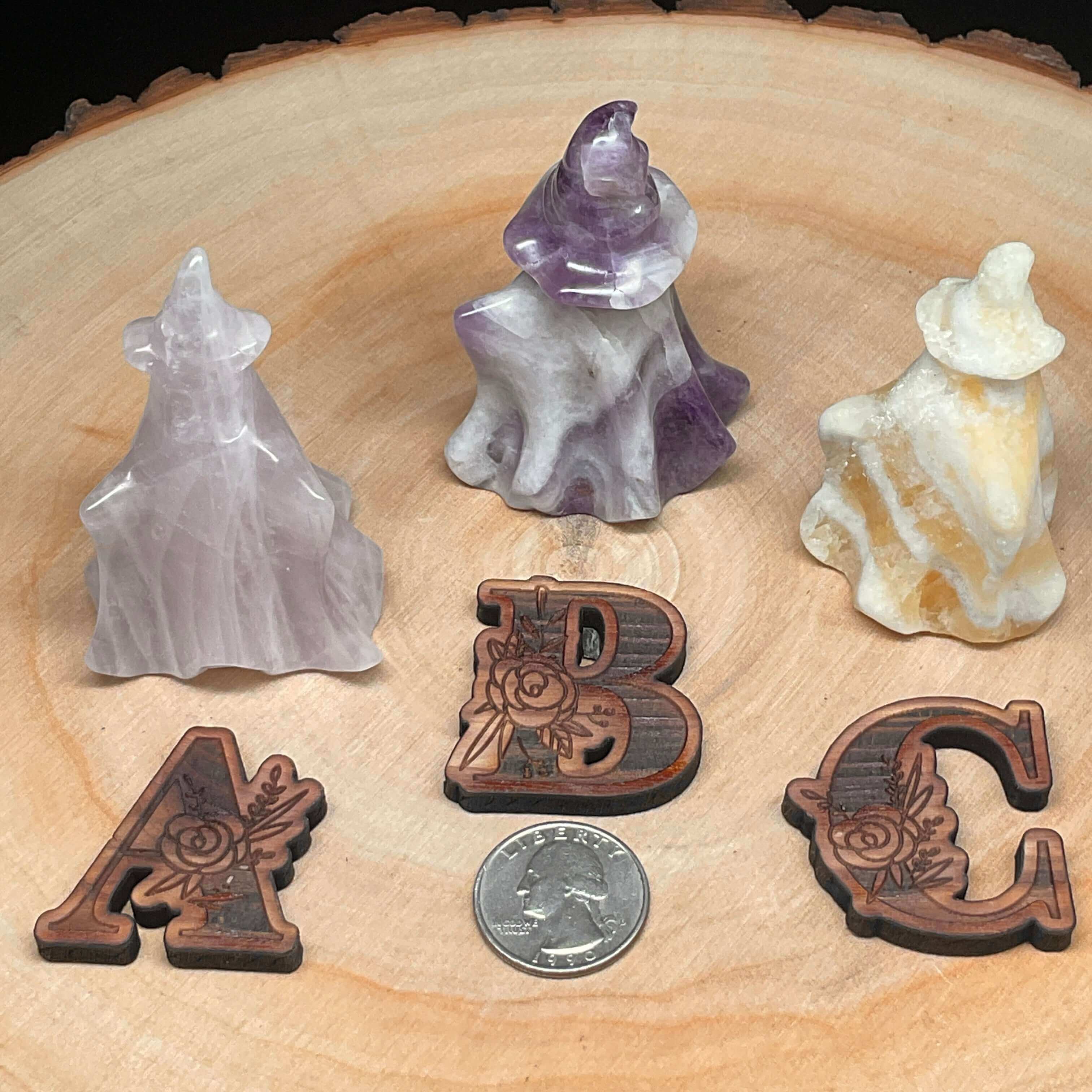 Desert Oasis Minerals, Crystal Carving - Ghost with Hat - 2.75" Tall