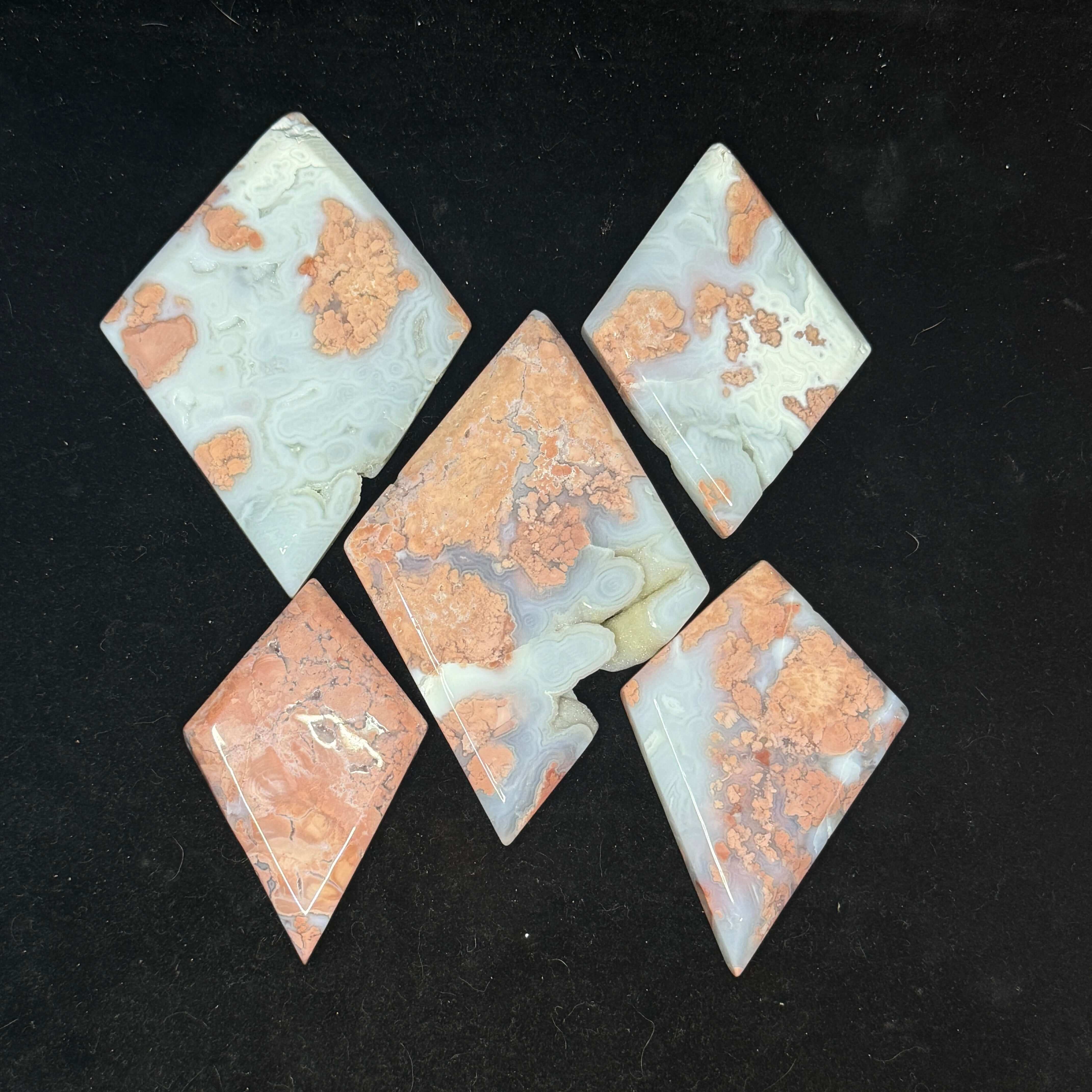 Desert Oasis Minerals, Cotton Candy / Pink Flower Agate Diamond Carving