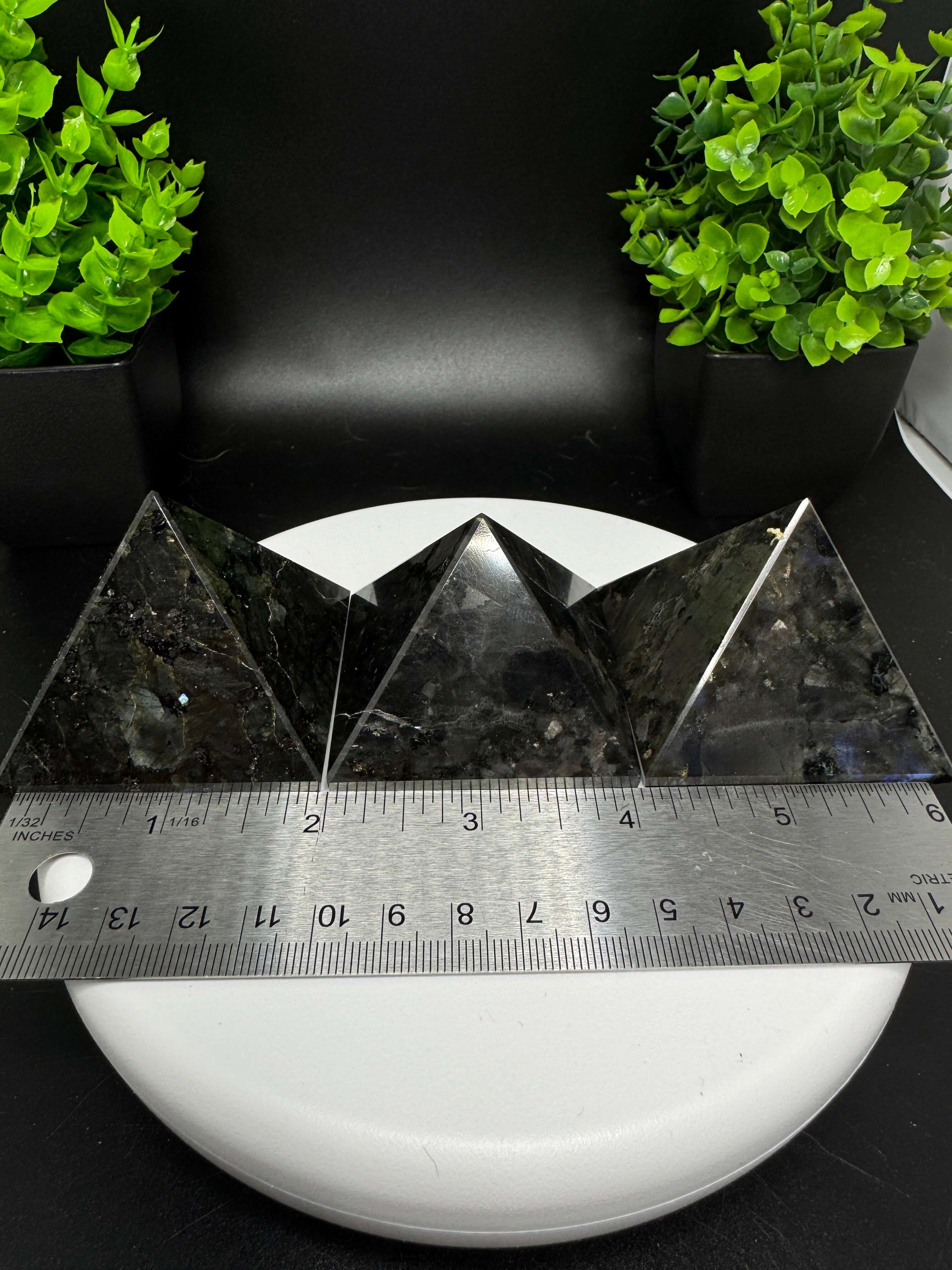 Desert Oasis Minerals, Larvakite Pyramid Carving - Polished