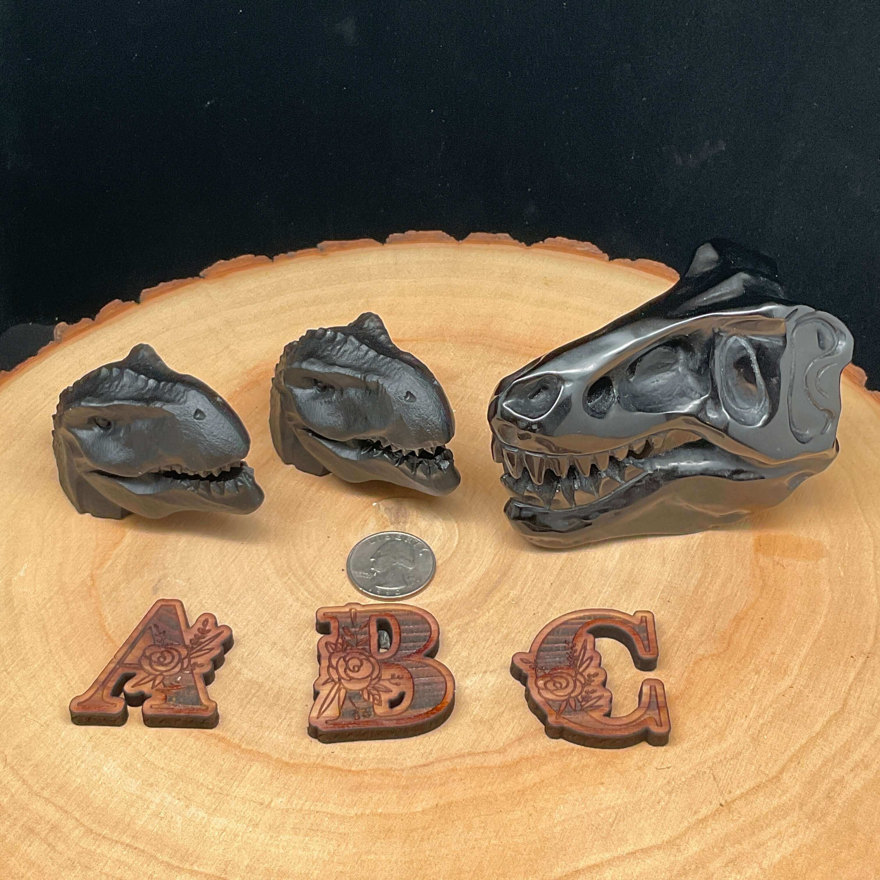 Desert Oasis Minerals, Carving - Black Obsidian Dino Head or Skull